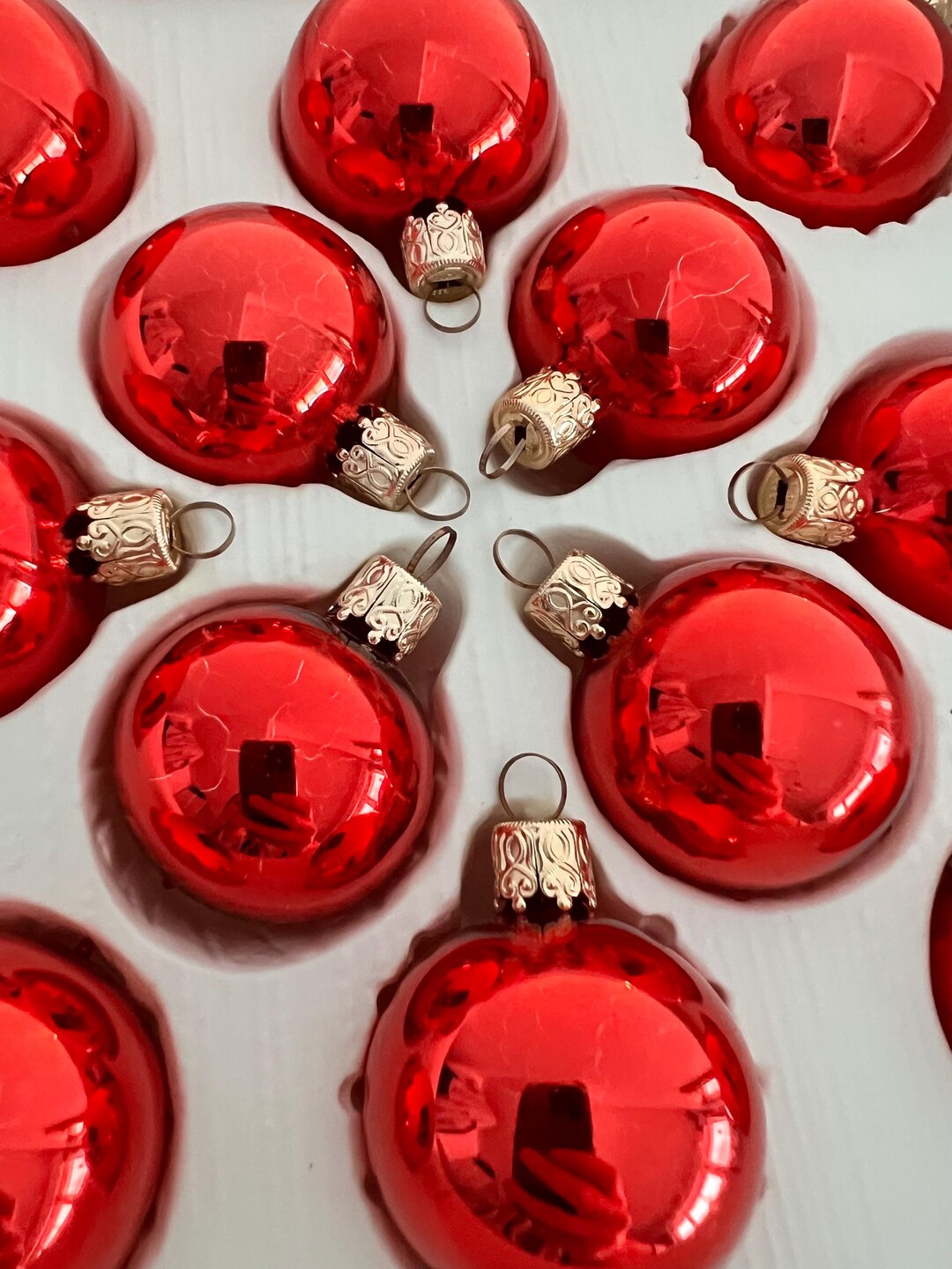 Set of 12 Small Vintage Inge Glas German Red Baubles - Etsy