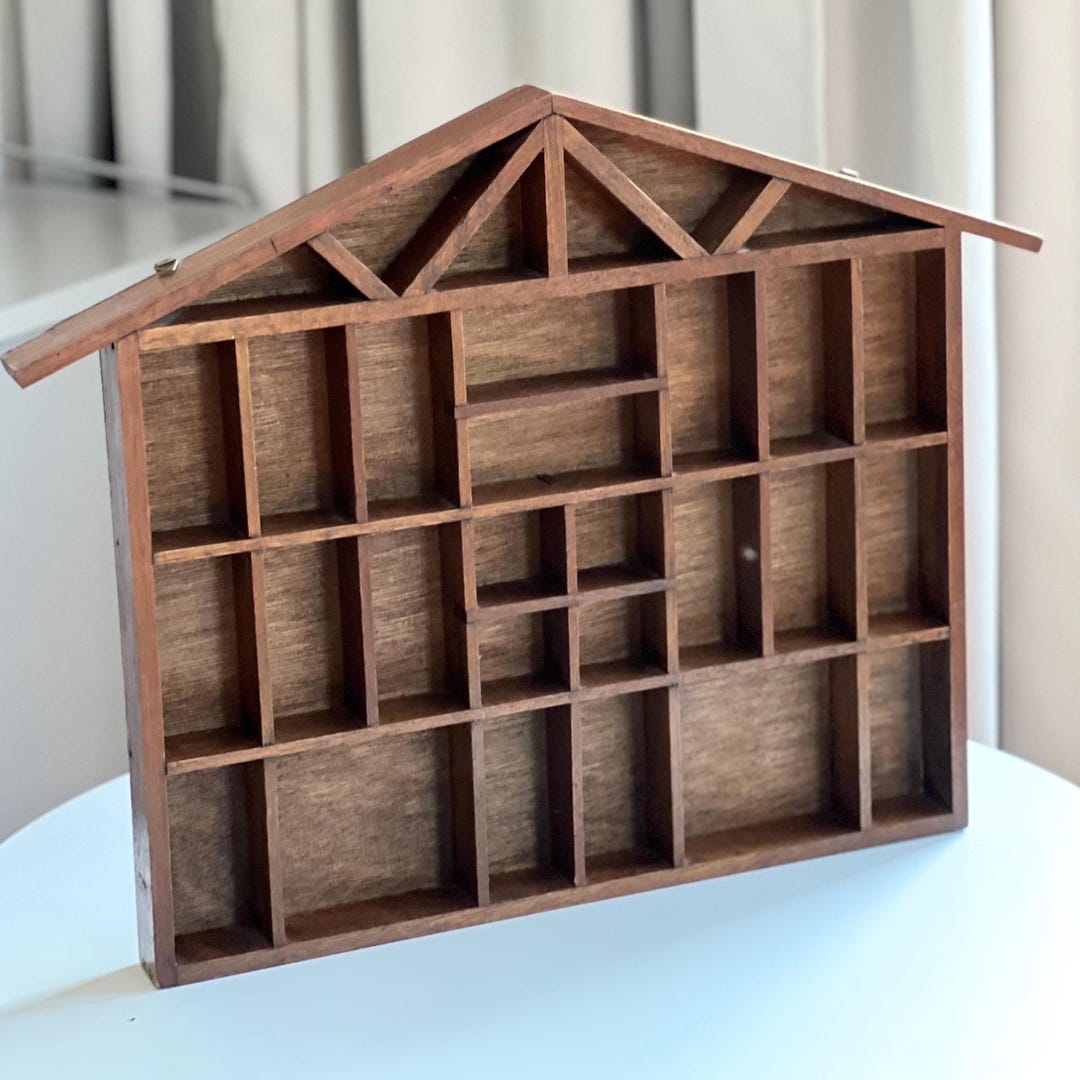 Wooden Rectangular House Curio Shelf for Displaying Small Knick Knacks ...