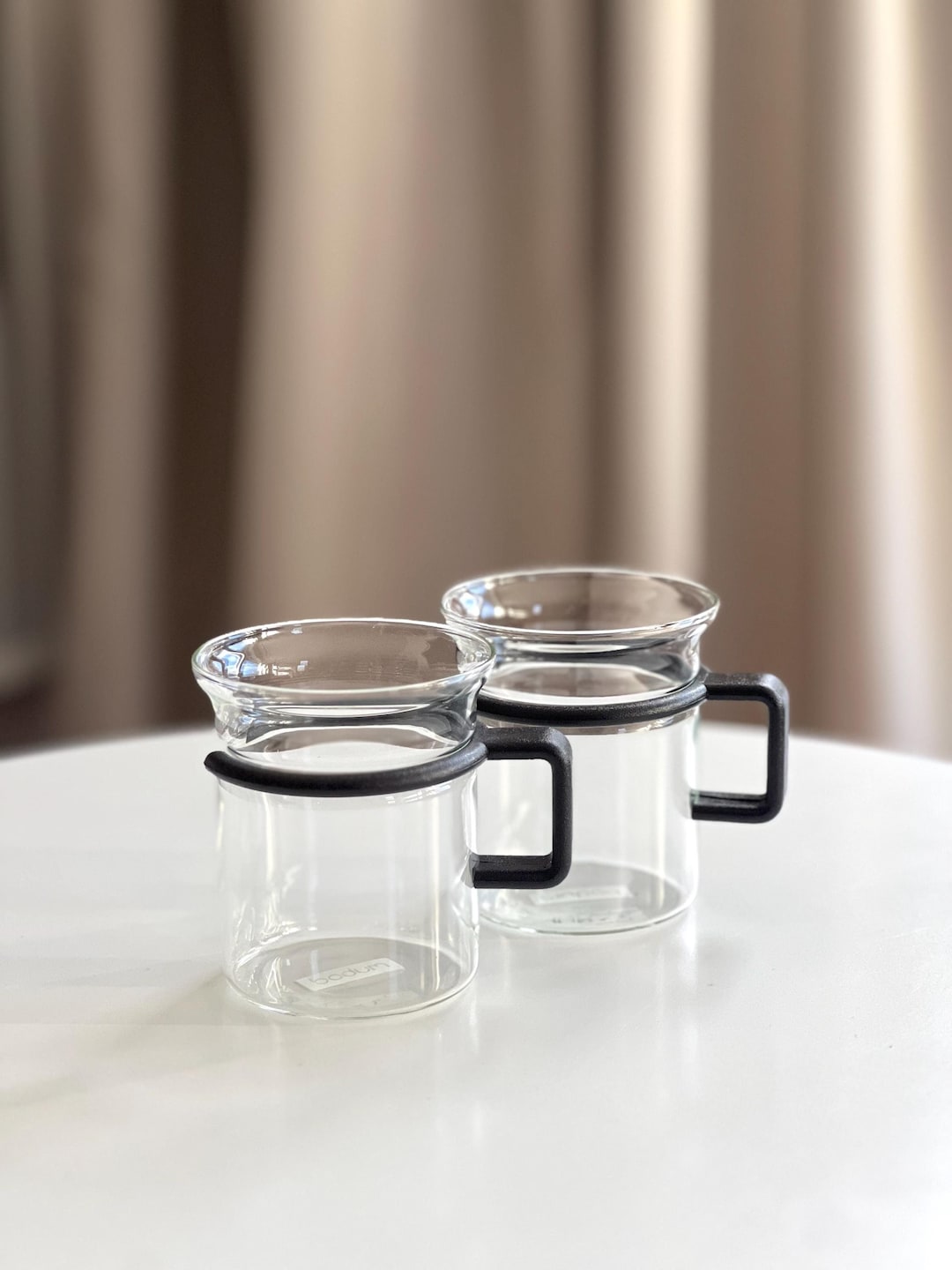 Set of 2 Vintage Black Bodum Glass Tea Cups, Black Picard Cup, Star ...