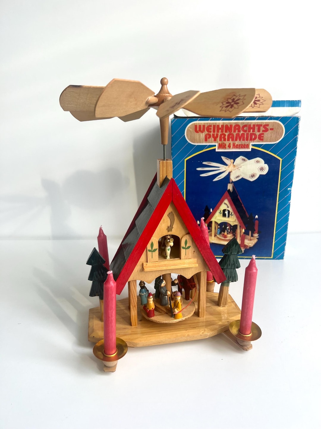 Vintage German Wooden Christmas Carousel, German Christmas Pyramid ...