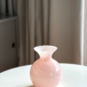 Vintage Murano Pale Pink Swirl Glass Vase, Vintage Murano Vase, Pale ...