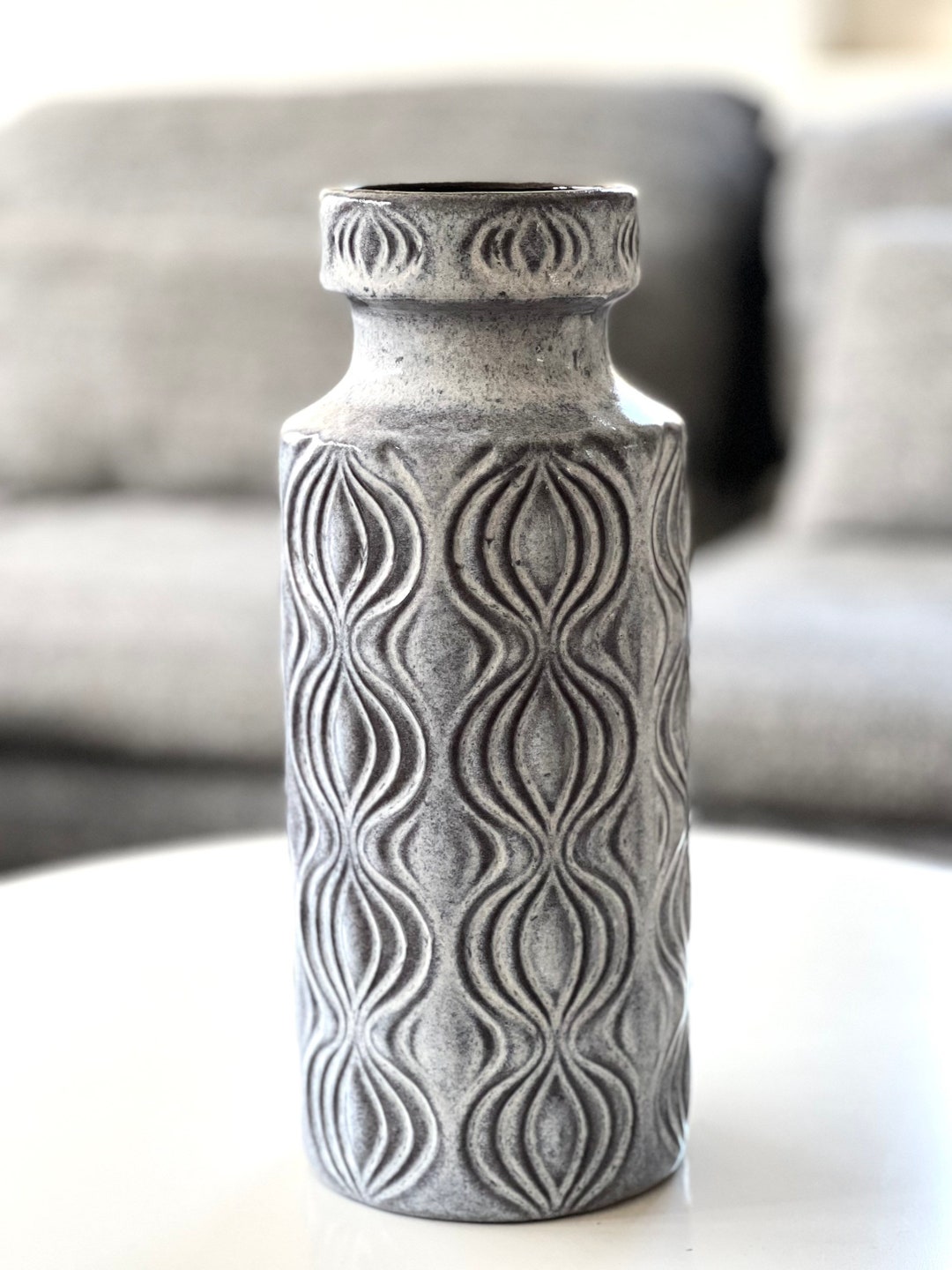 West German Grey Ceramic Onion Vase, Scheurich 485-30, West German Grey ...