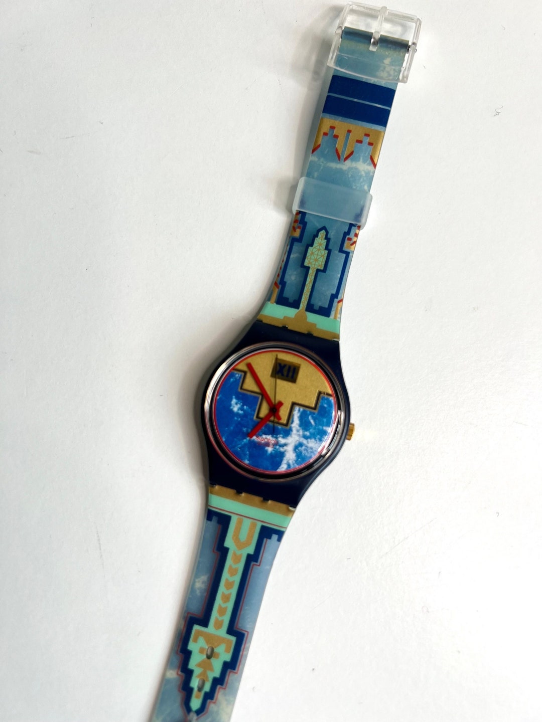 Vintage 1991 Swiss Swatch Watch GN114 BLUE FLAMINGO Designed by ...
