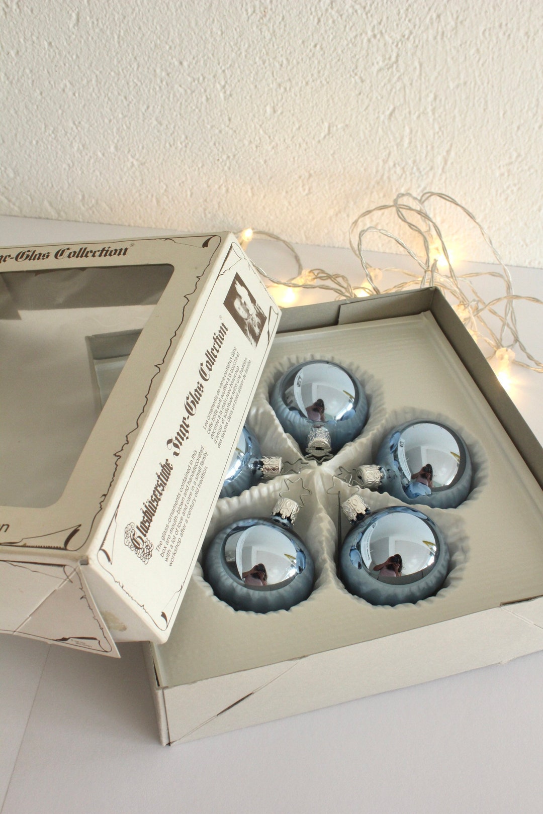 Set of 5 Vintage Inge Glas West German Shiny Light Blue Baubles, Inge ...