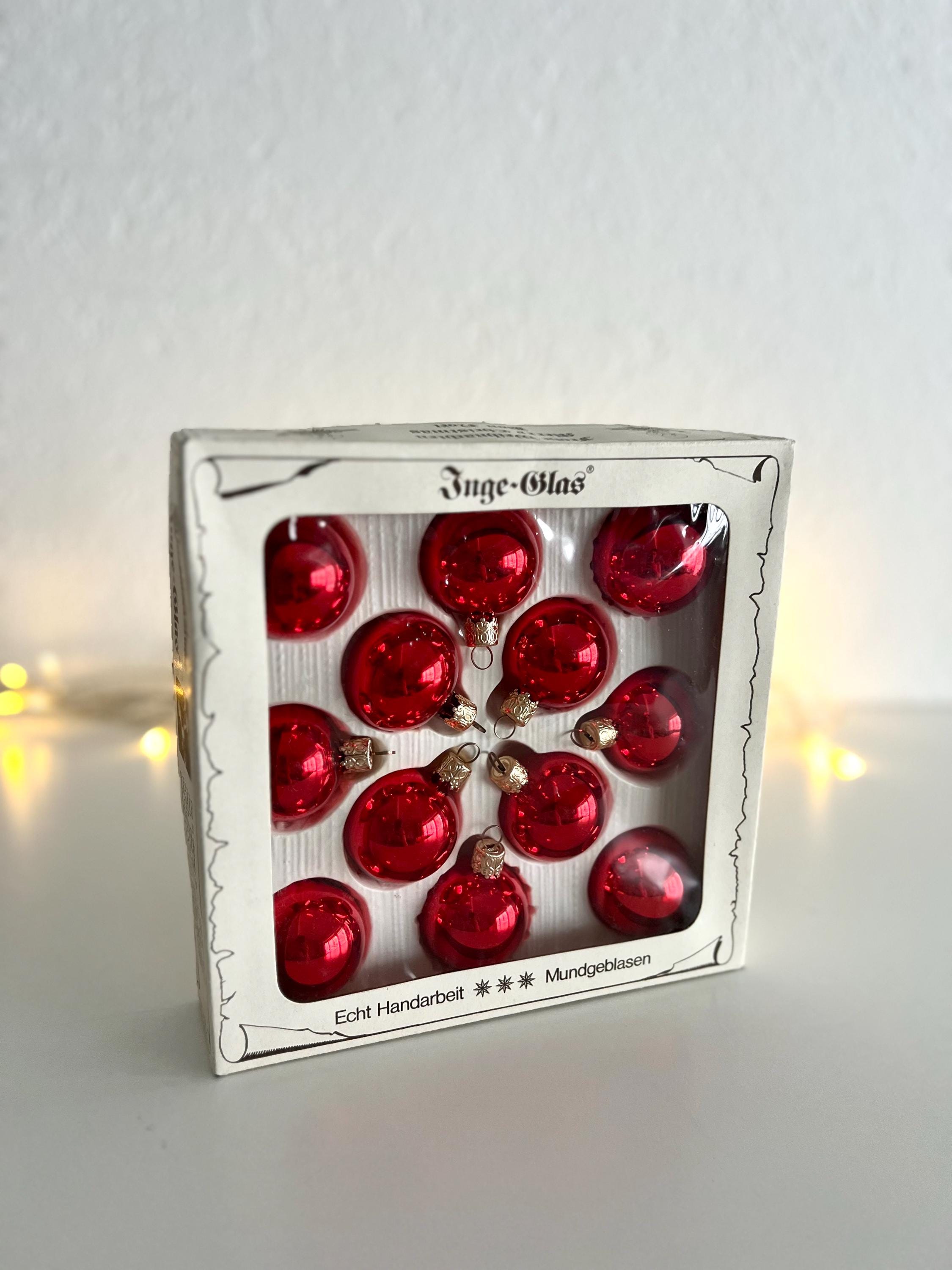 Set of 12 Small Vintage Inge Glas German Red Baubles - Etsy