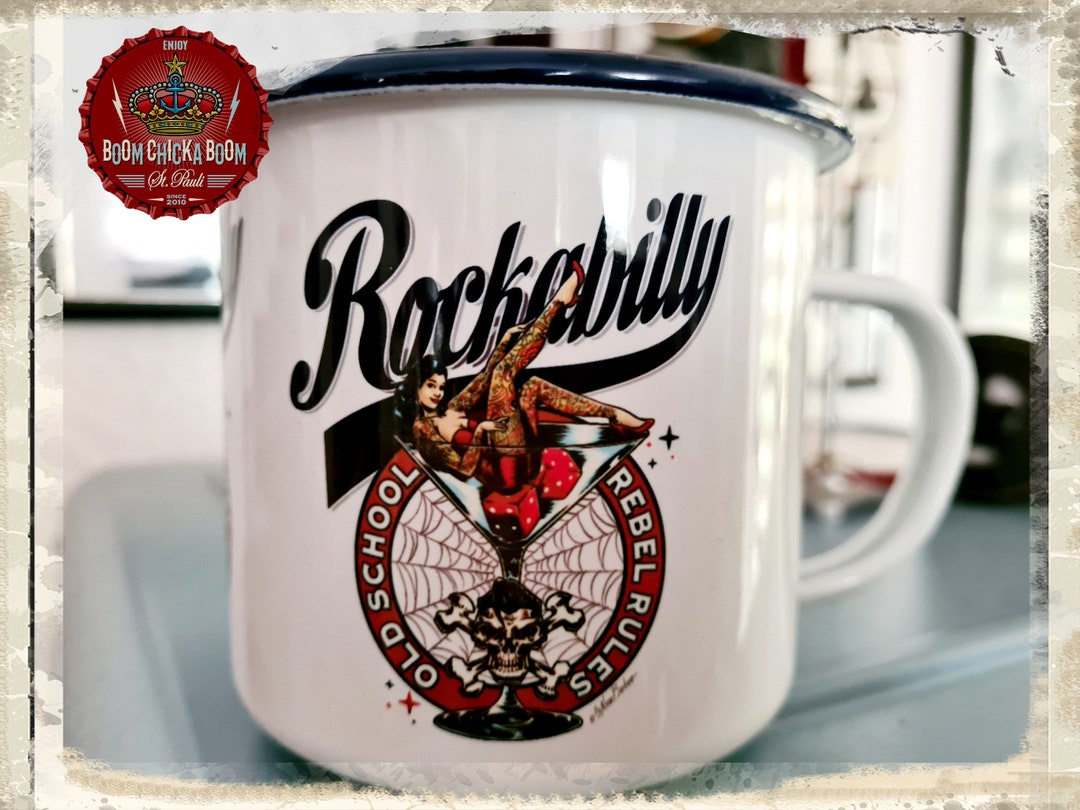Rockabilly Pinup Old School Enamel Mug 18 Oz - Etsy