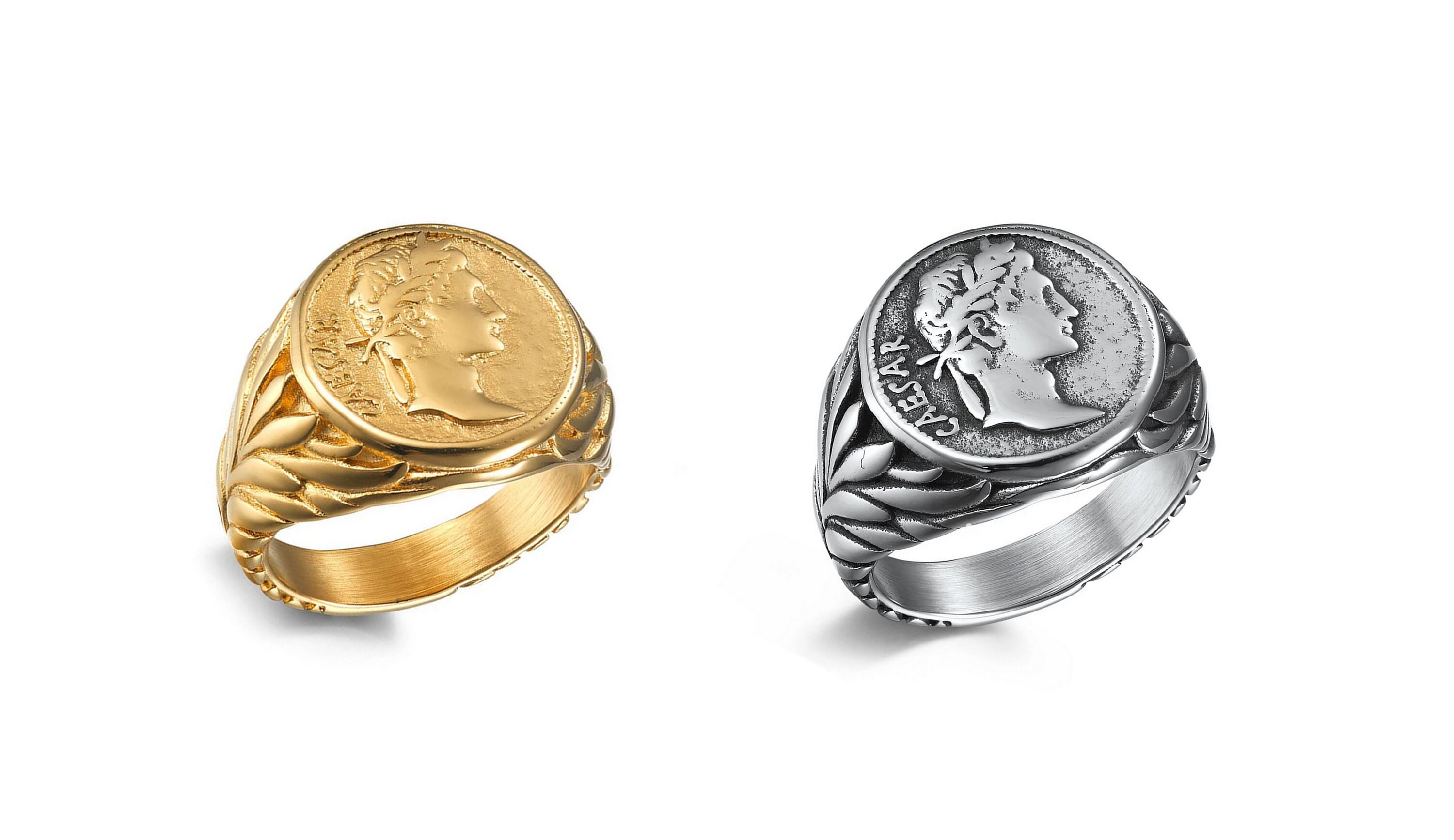 Roman Style Ring Julius Caesar Head Ring Roman Coin Ring - Etsy
