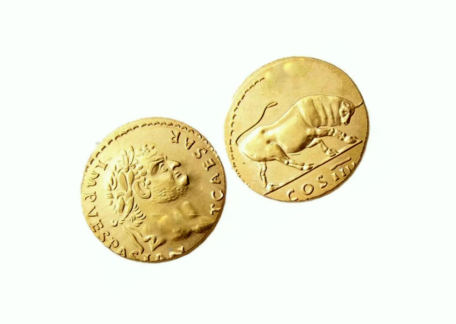 Titus With Bull Aureus Coin, Ancient Roman Empire Coin, Gold Plated ...