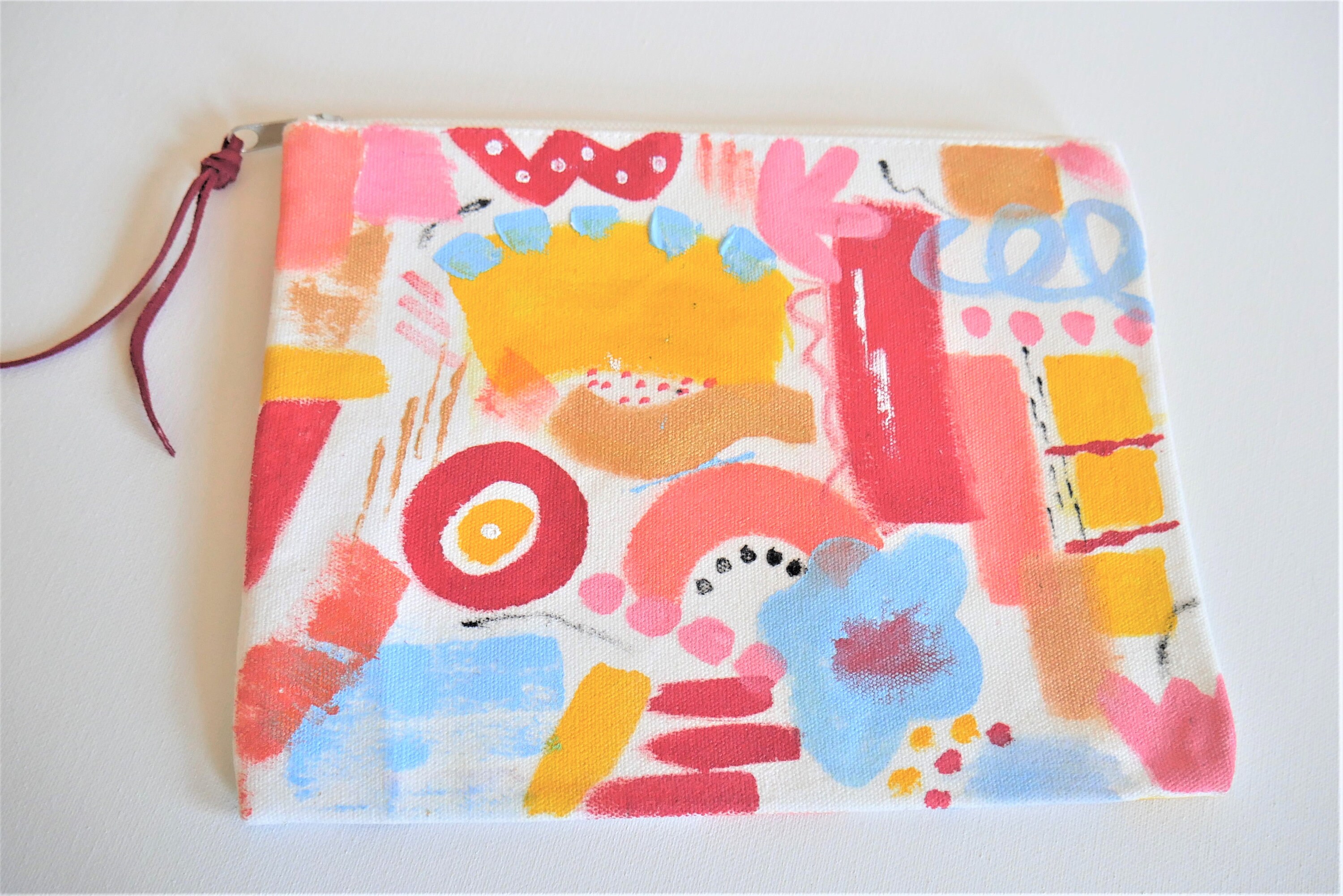 Handpainted Pouch Colorful Abstract Art Boho Style Unique - Etsy UK