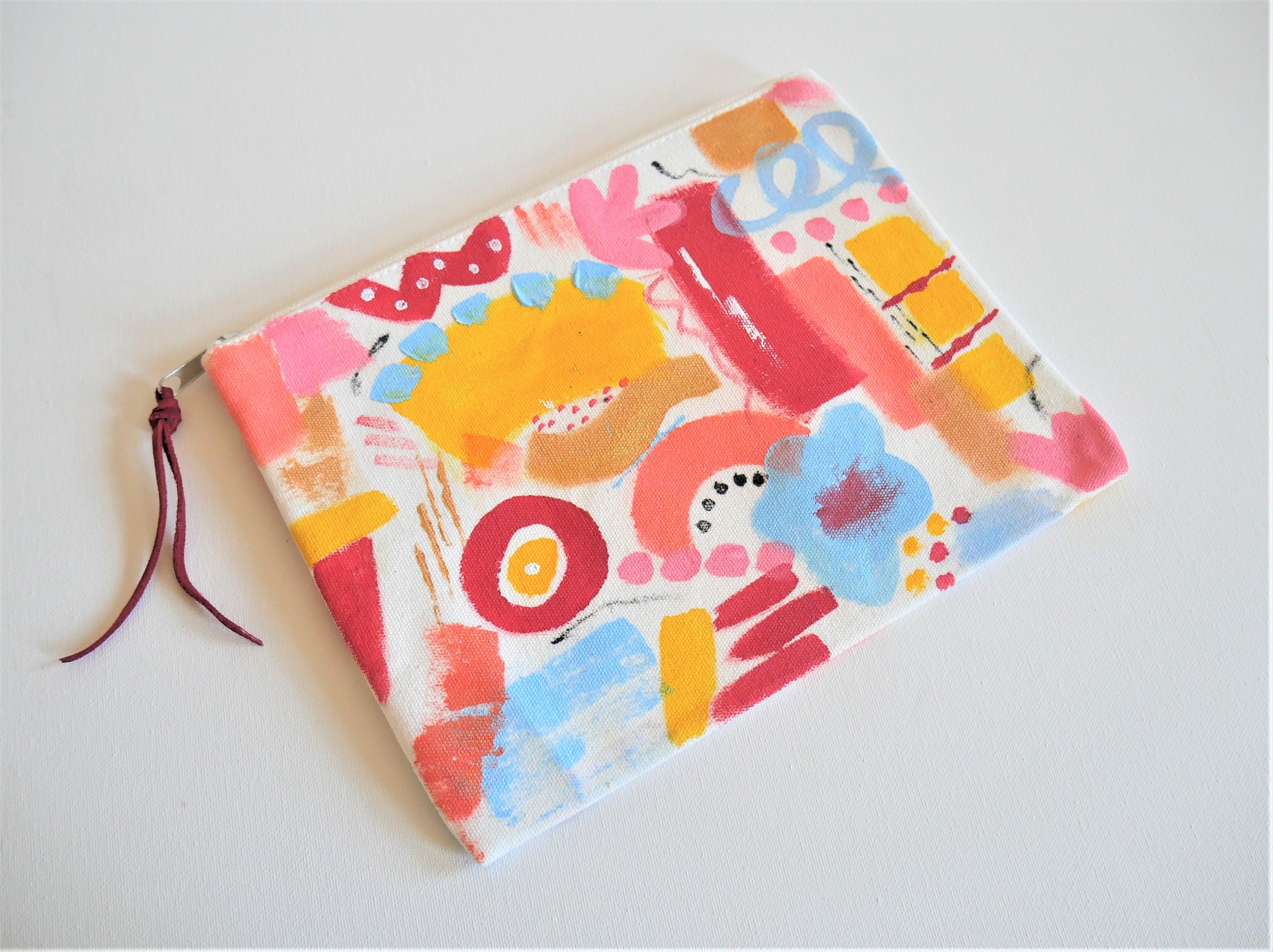 Handpainted Pouch Colorful Abstract Art Boho Style Unique - Etsy UK
