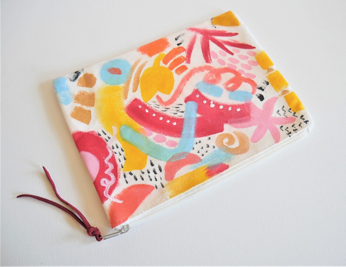 Handpainted Pouch Colorful Abstract Art Boho Style Unique - Etsy UK