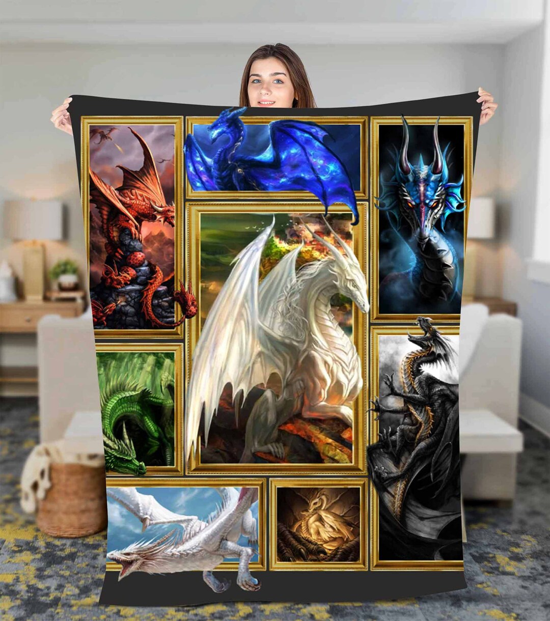 3D Dragon Fleece Sherpa Blanket, Christmas Blanket Gift, Birthday Gift ...
