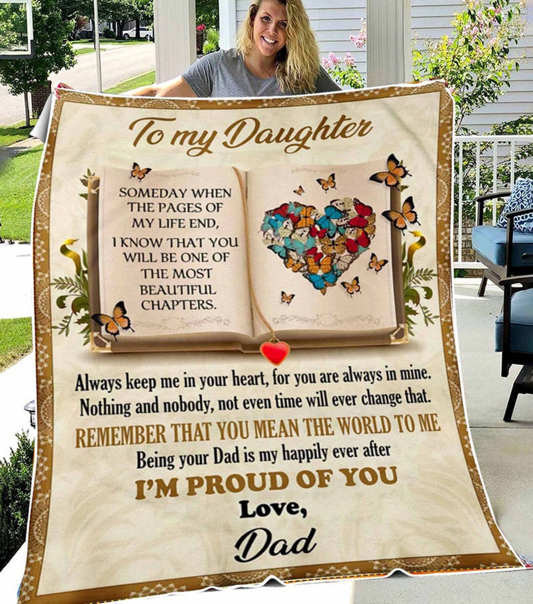 Personalized to My Daughter Bookworm Beautiful Butterfly Blanket Custom ...