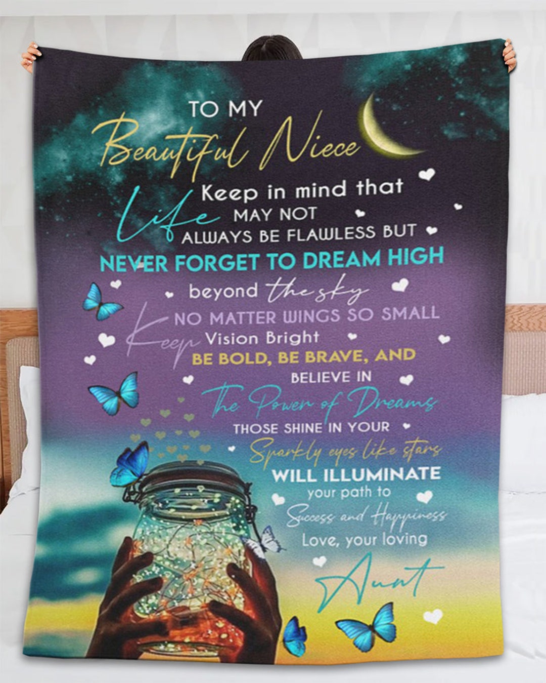 Personalized to My Niece Butterflies Blanket No Matter Wings so Small Fleece Blanket Birthday ...