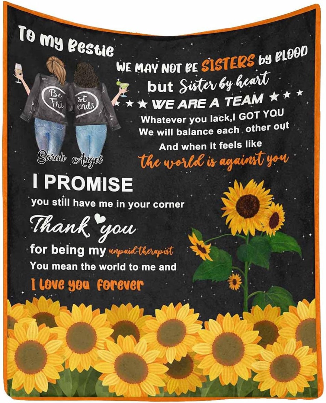 Personalized to My Bestie Sunflower Blanket Birthday Gifts for Best ...