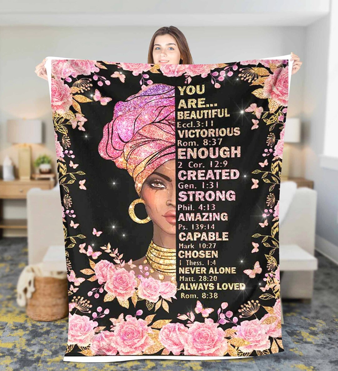 God Says You Are African American Black Woman Fleece Sherpa Blanket ...
