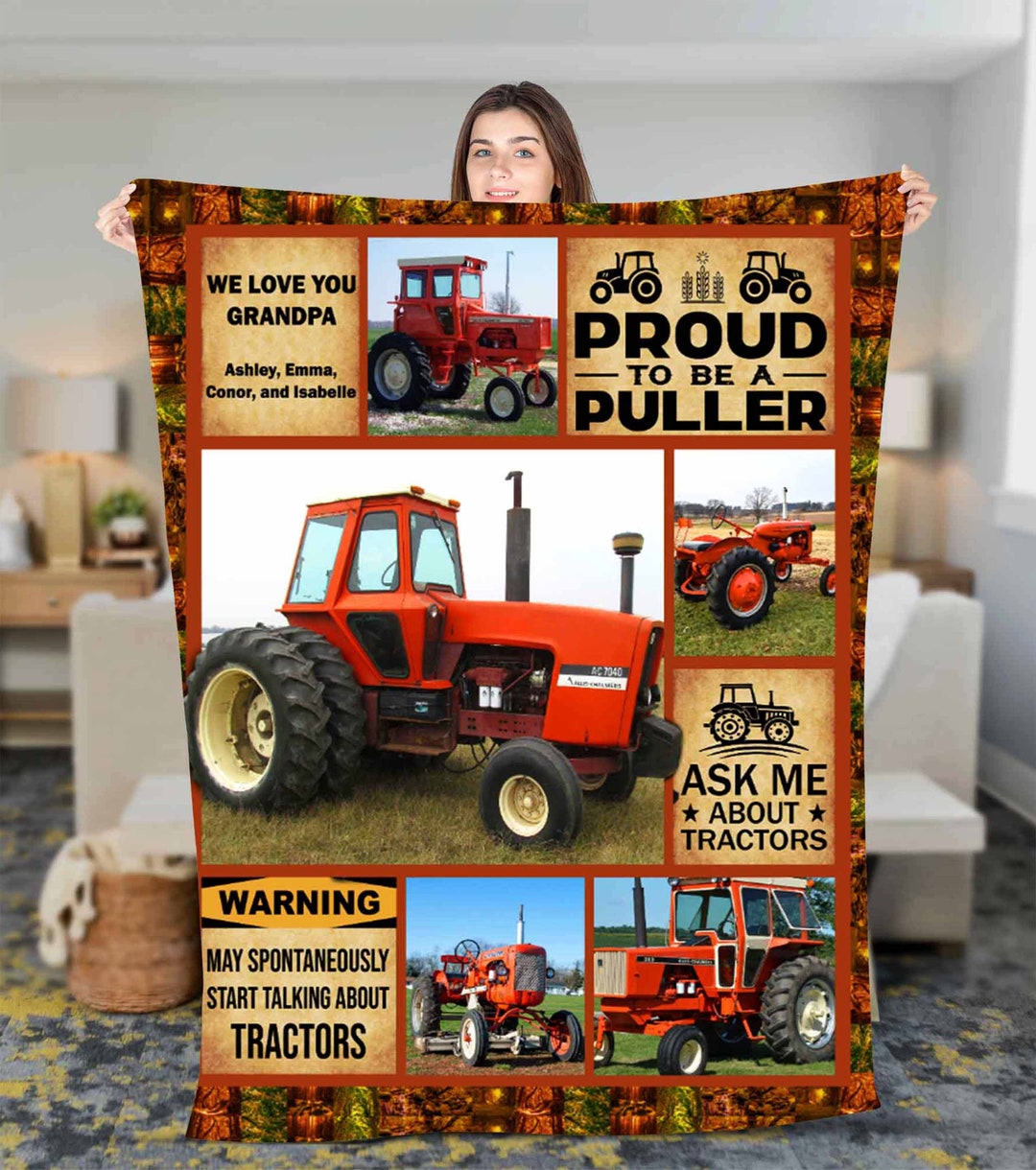 Proud to Be a Puller Red Tractor Fleece Sherpa Blanket, Christmas ...