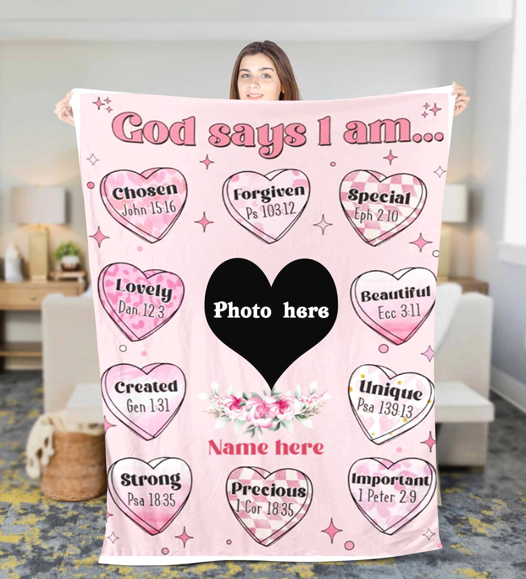Customized Photo God Says I Am Christian Blanket Fleece Blanket Prayers ...