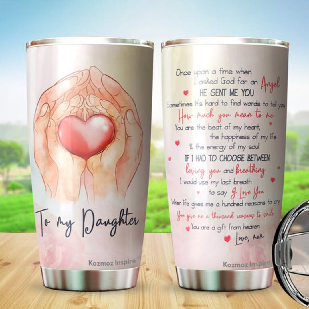 To My Daughter Heart Tumbler Custom Name Tumbler 20oz Skinny Tumbler