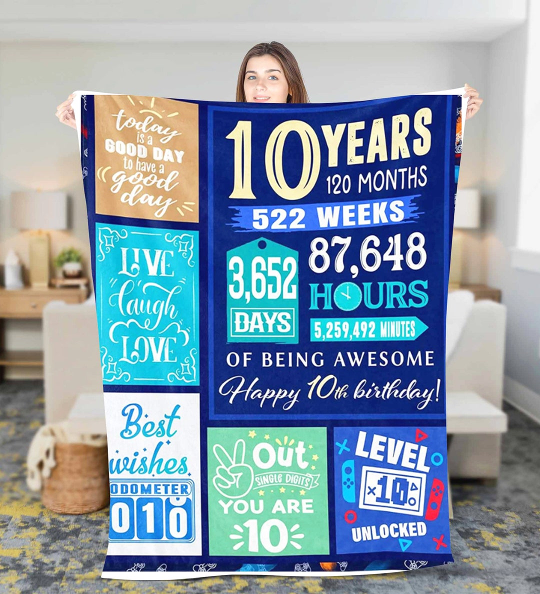 Custom 10 Year Old Girl Birthday Gift Happy 10th Birthday Blanket