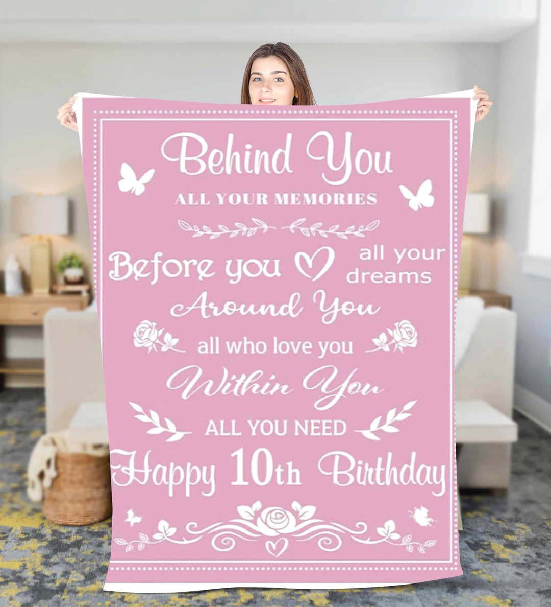 Custom 10 Year Old Girl Birthday Gift, Happy 10th Birthday Blanket ...