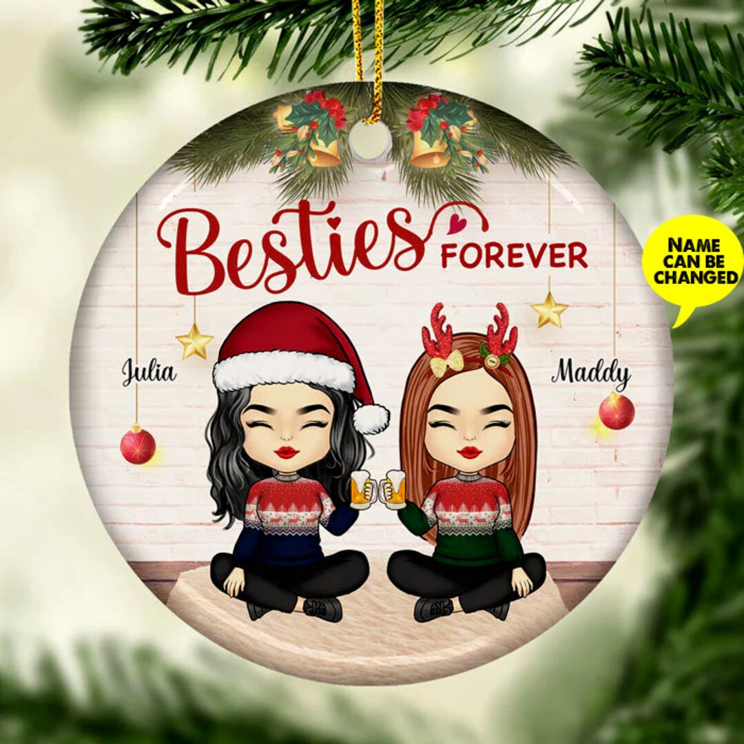Personalized Besties Forever Ornament, Christmas Friends Acrylic ...