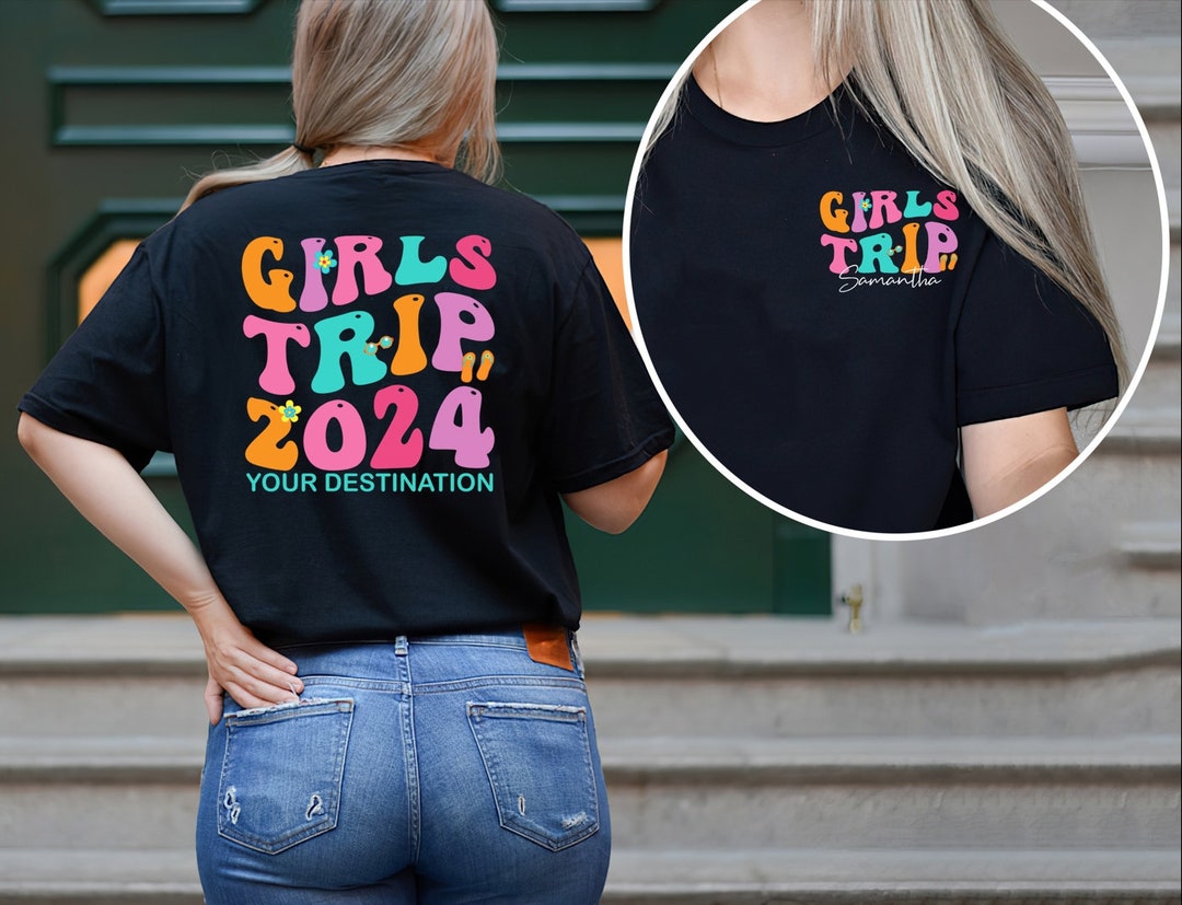 Custom Name Girl's Trip 2024 T-shirt, Girls Trip Group Shirts, Summer ...