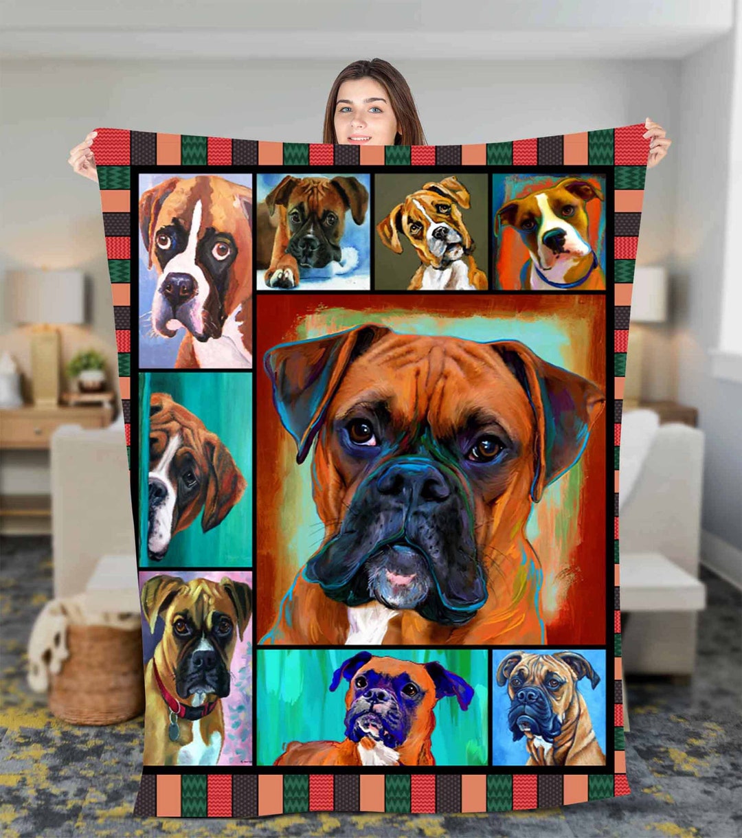Custom Pet Photos Boxer Sherpa Fleece Blanket Dog Mom Gift Mother's Day ...