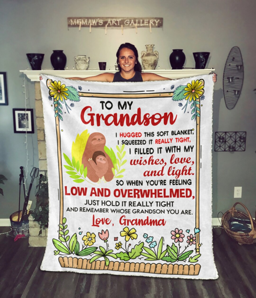 Personalized to My Grandson Garden Flower Blanket Sweet - Etsy