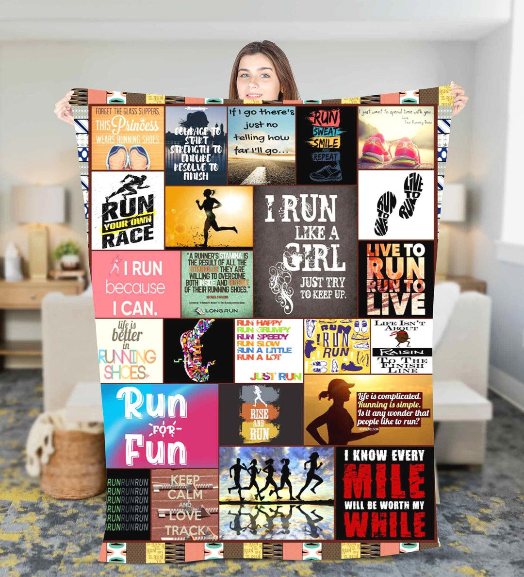 I Run Like a Girl Just Try to Keep up Fleece Sherpa Blanket, Christmas ...