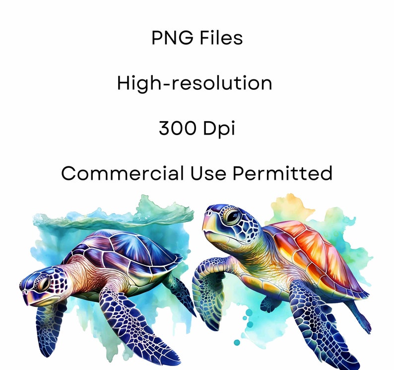 Watercolor Sea Turtle Clipart Ocean PNG for Commercial Use - Etsy