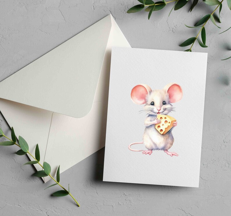 Watercolor Mice With Cheese Clipart, Fairytale PNG for Commercial Use ...
