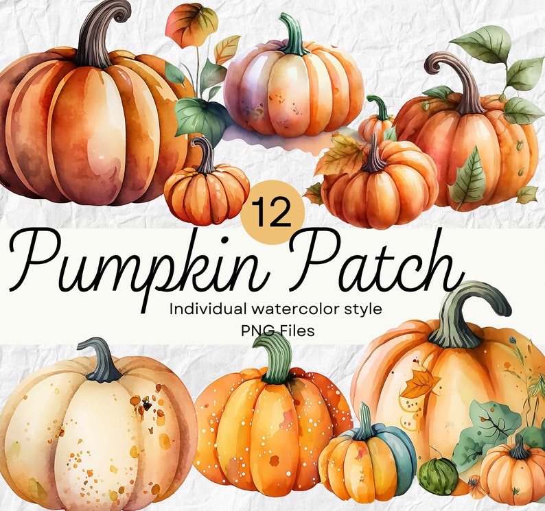 Watercolor Fall Pumpkin Clipart Fall PNG for Commercial Use - Etsy
