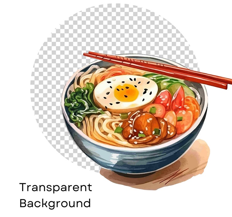 Watercolor Ramen Clipart, Asian Food PNG for Commercial Use & POD ...