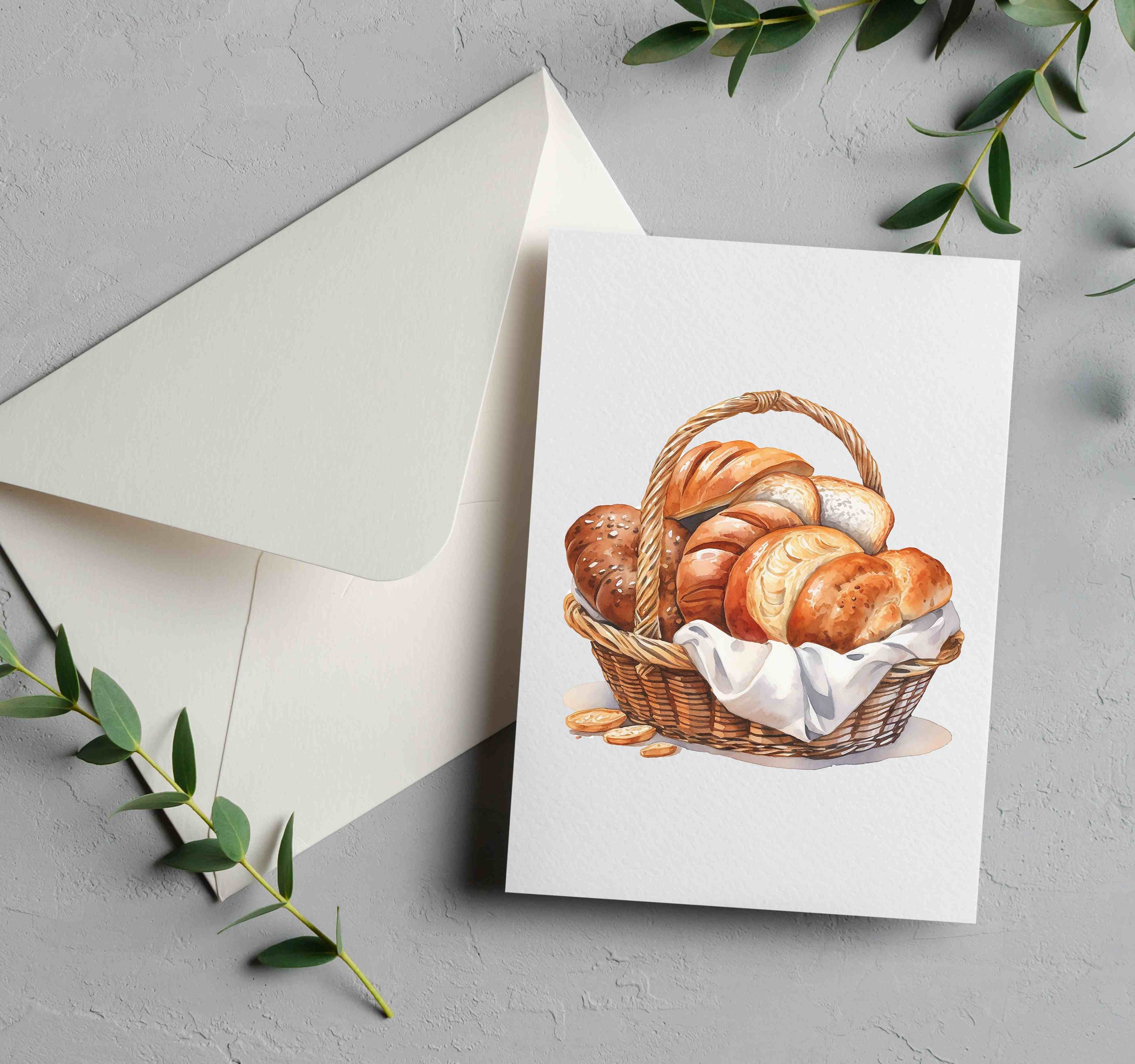 Watercolor Bread Basket Clipart, Bakery PNG (digital Download) - Etsy