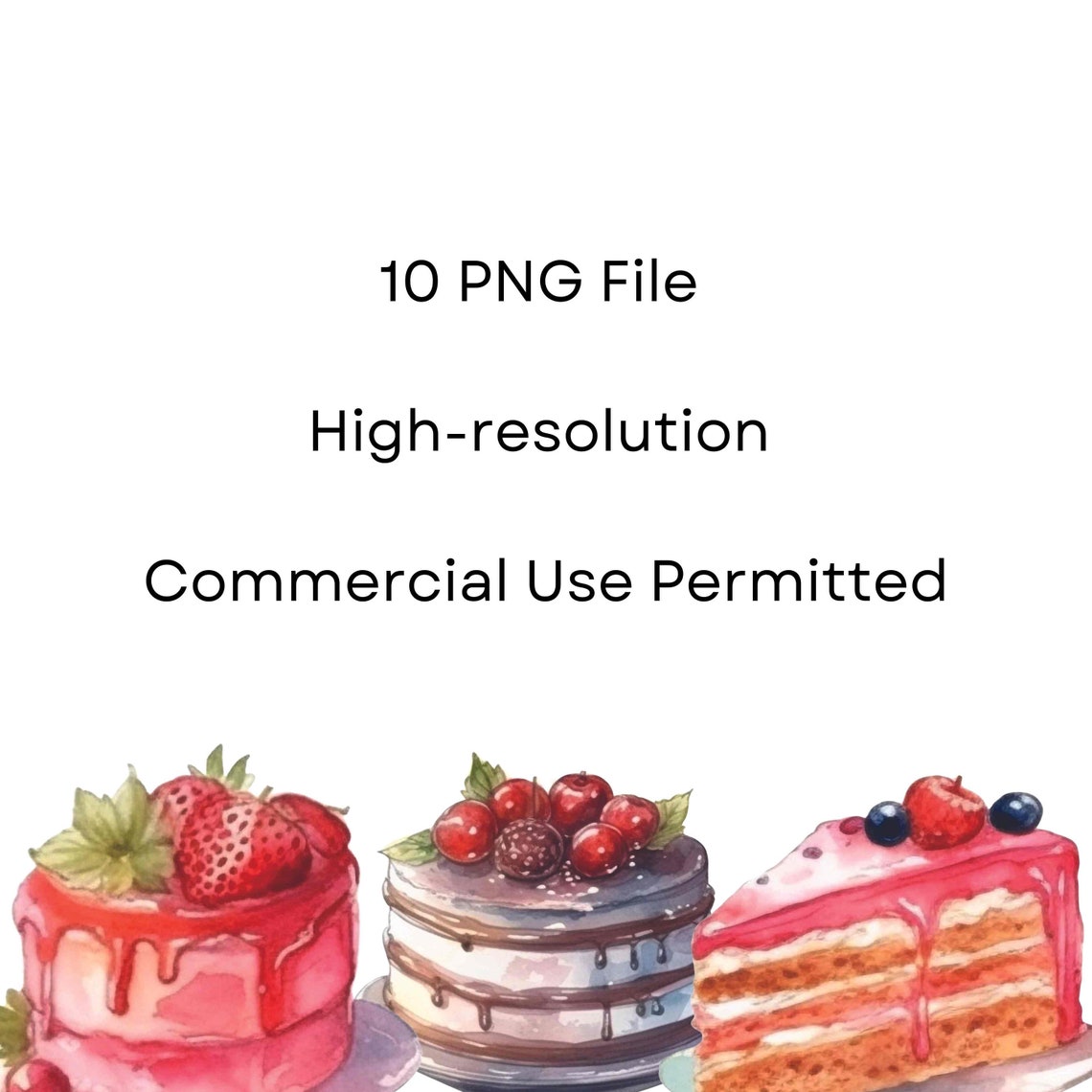 20 Watercolor Cake Clipart, PNG for Commercial Use, Birthday Cake ...