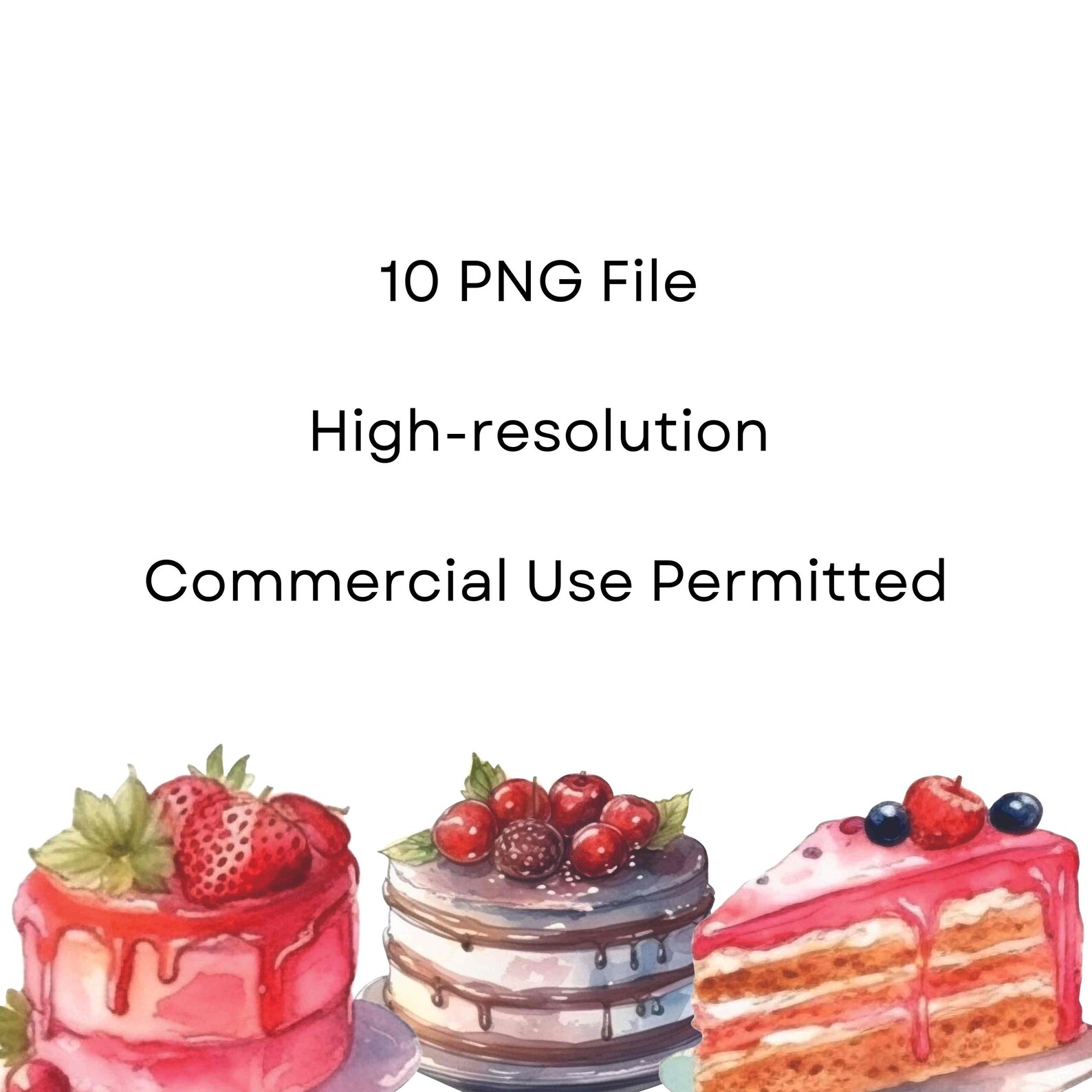 20 Watercolor Cake Clipart, PNG for Commercial Use, Birthday Cake ...