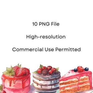 20 Watercolor Cake Clipart, PNG for Commercial Use, Birthday Cake ...
