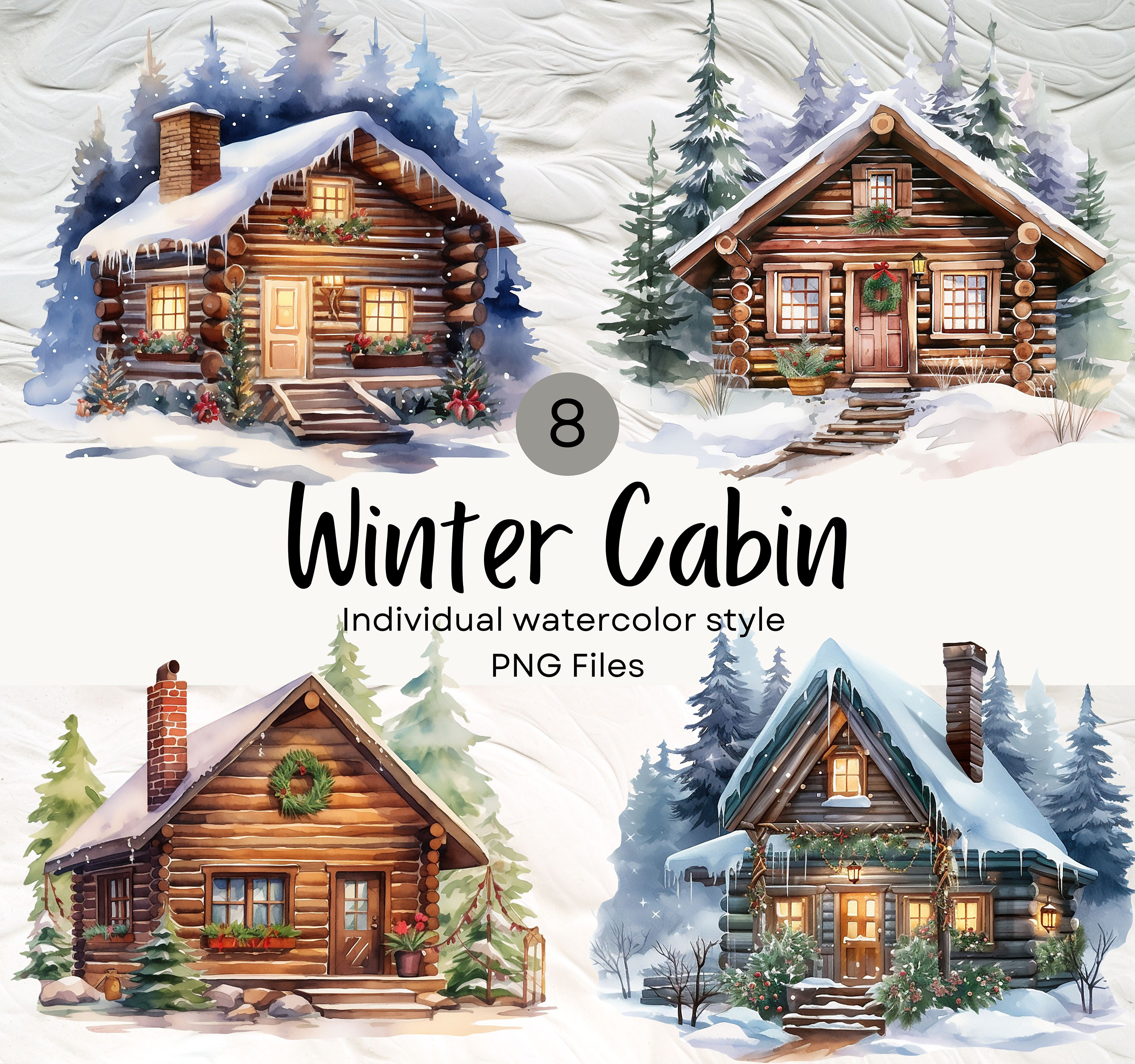 Snowy Log Cabin Clip Art