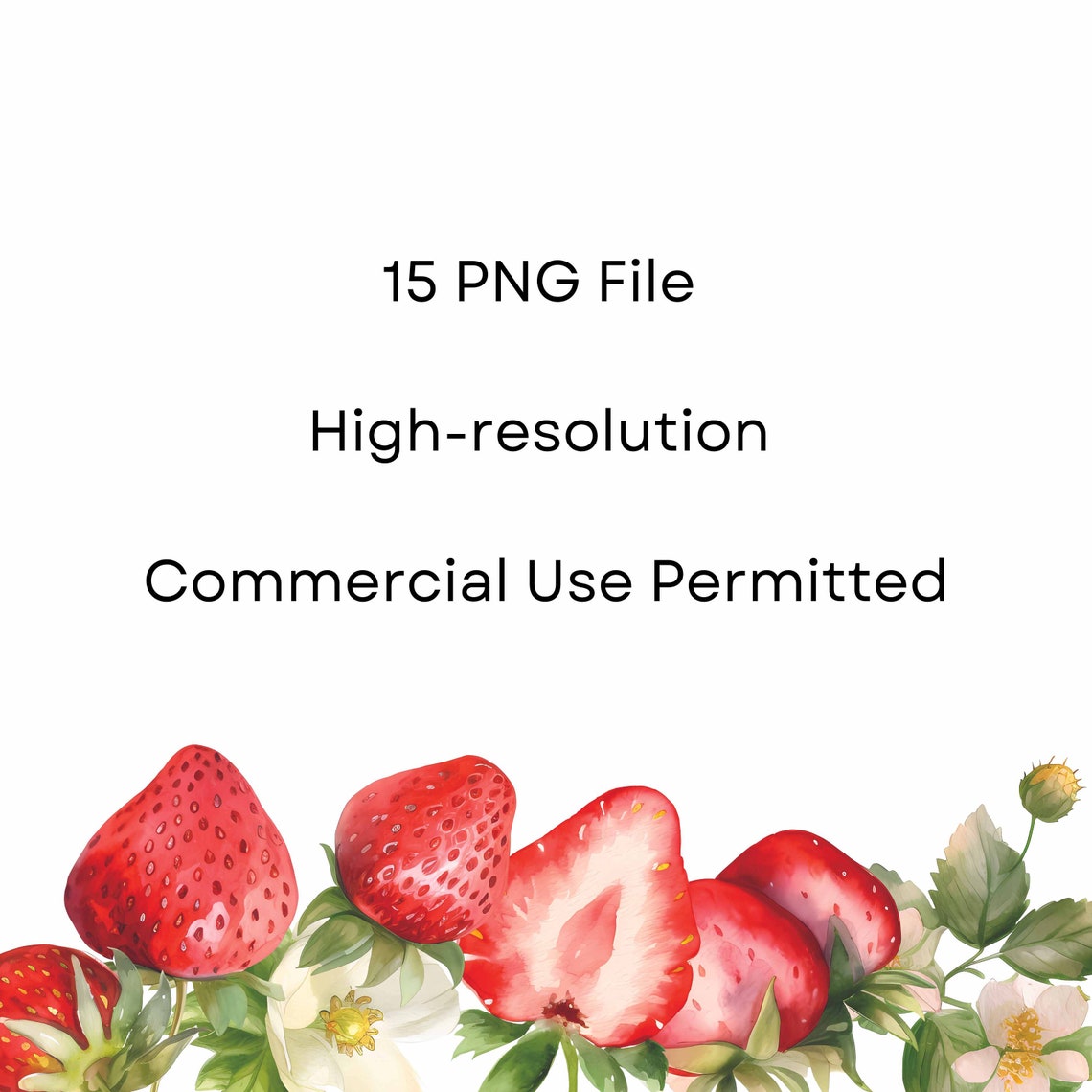 15 Watercolor Strawberry Clipart, Botanical PNG for Commercial Use ...