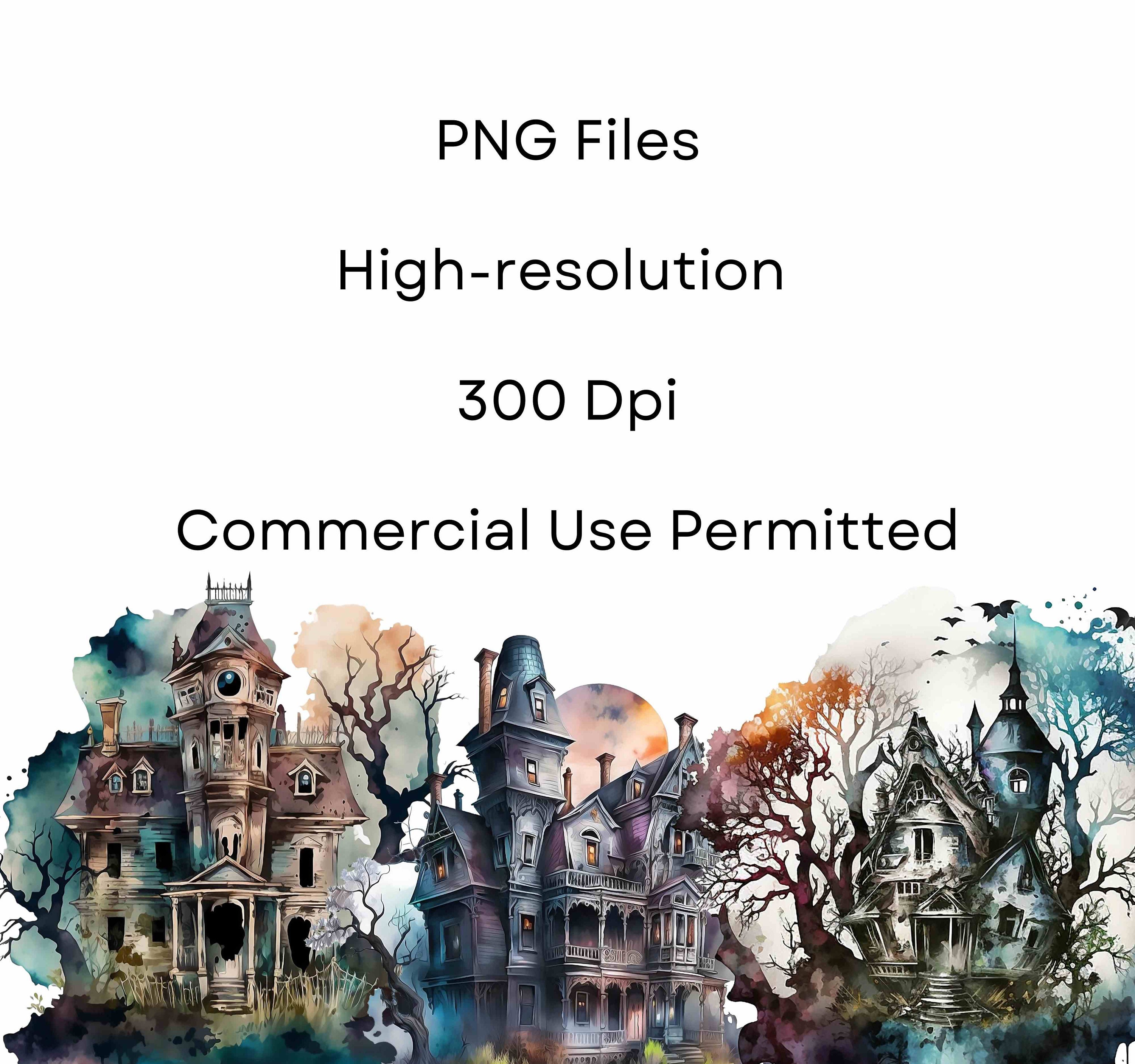 Watercolor Halloween Haunted House Clipart, Spooky House PNG for ...