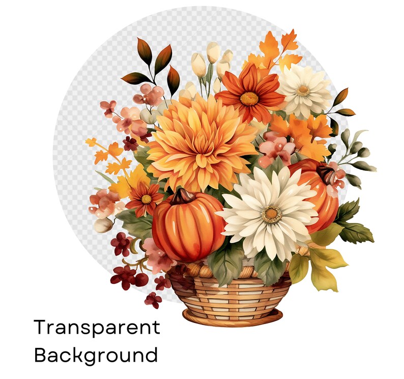 Watercolor Fall Clipart Autumn Harvest Png For Commercial Use Etsy