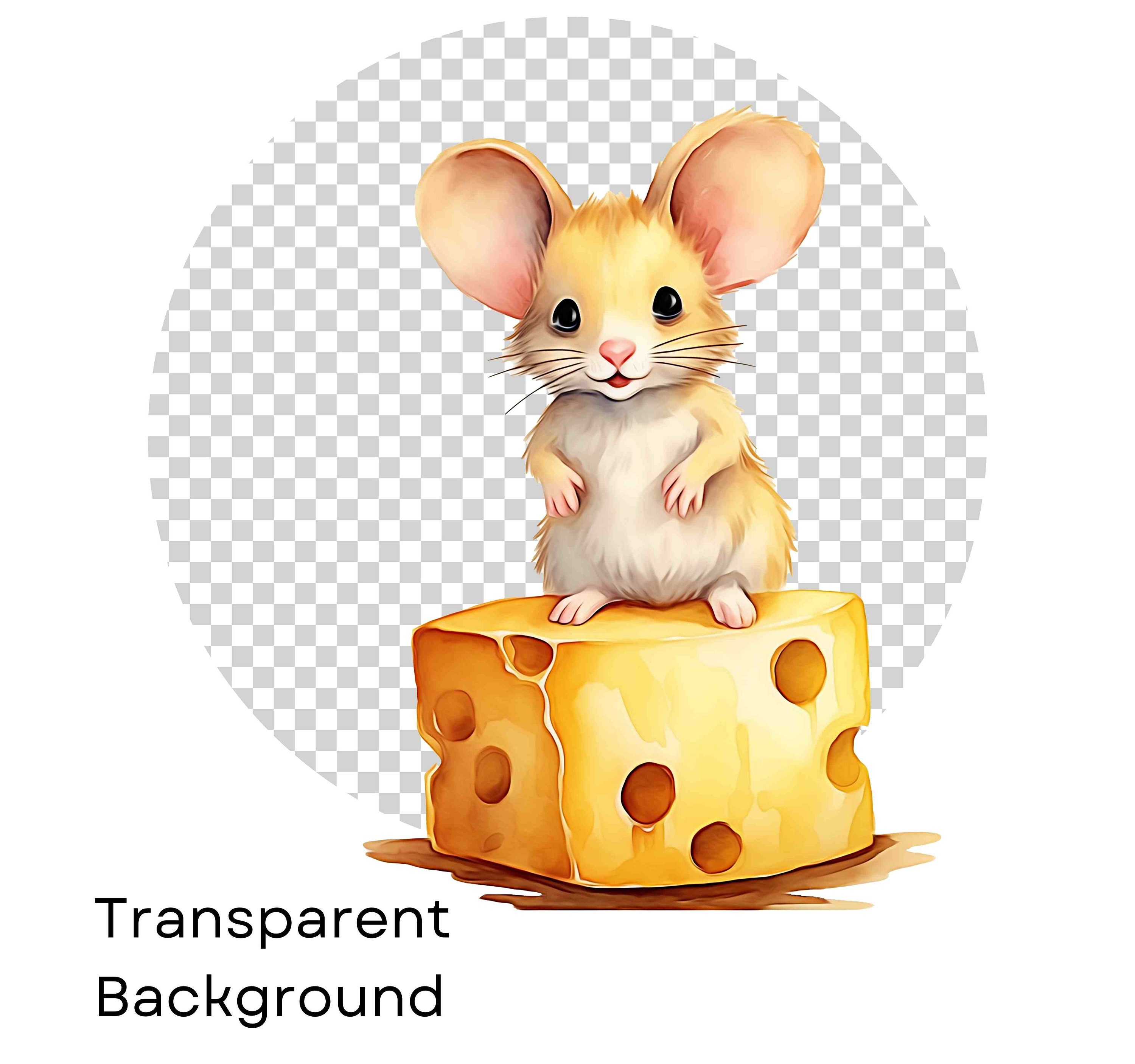 Watercolor Mice With Cheese Clipart, Fairytale PNG for Commercial Use ...