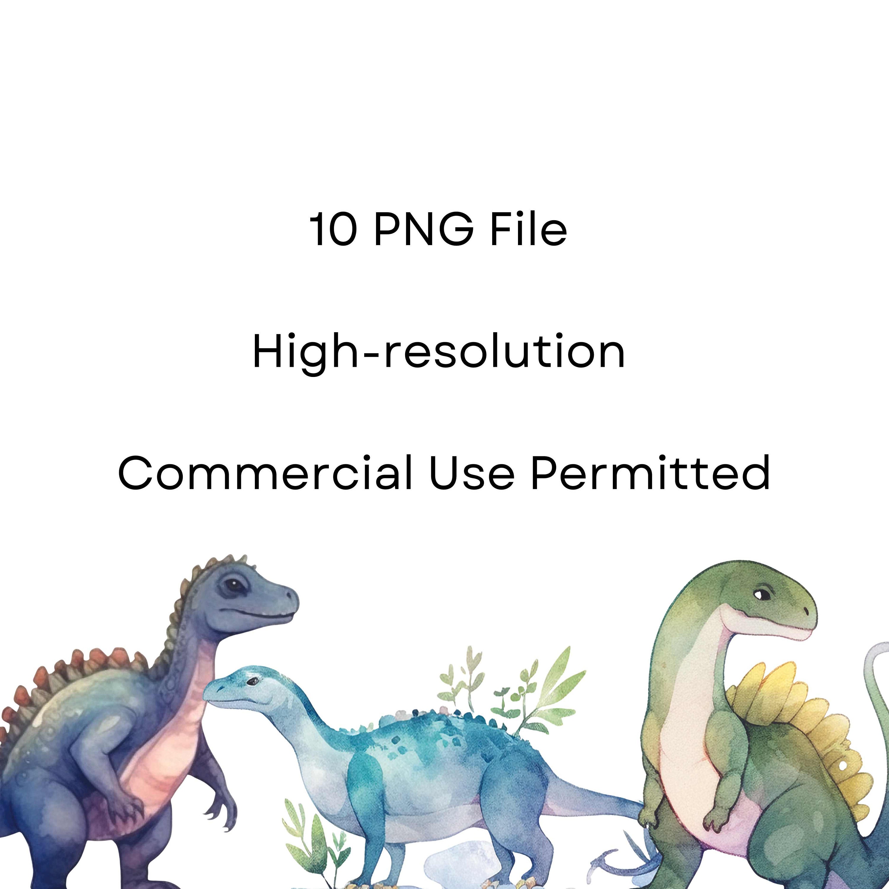 20 Watercolor Dinosaur Clipart, PNG for Commercial Use, Dino ...