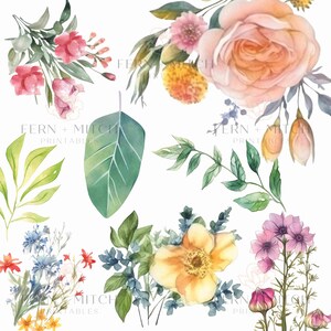 80+ Watercolor Wildflower Clipart Bundle, Botanical Floral Greenery PNG ...