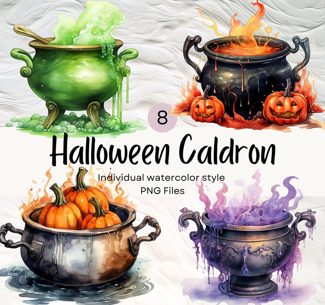 Watercolor Halloween Caldron Clipart, Witch's Brew PNG for Commercial ...