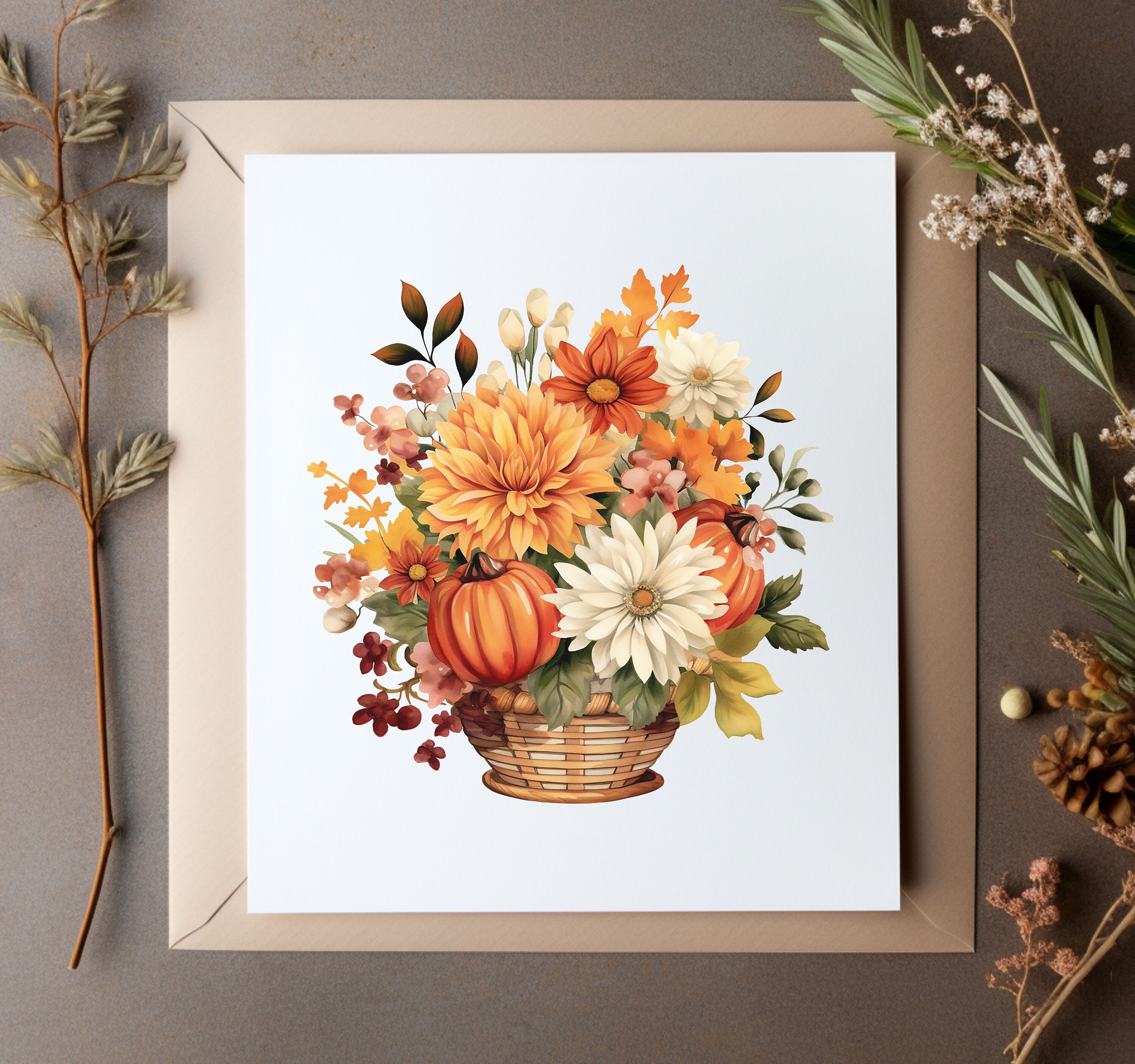 Watercolor Thanksgiving Clipart, Autumn Harvest PNG for Commercial Use ...