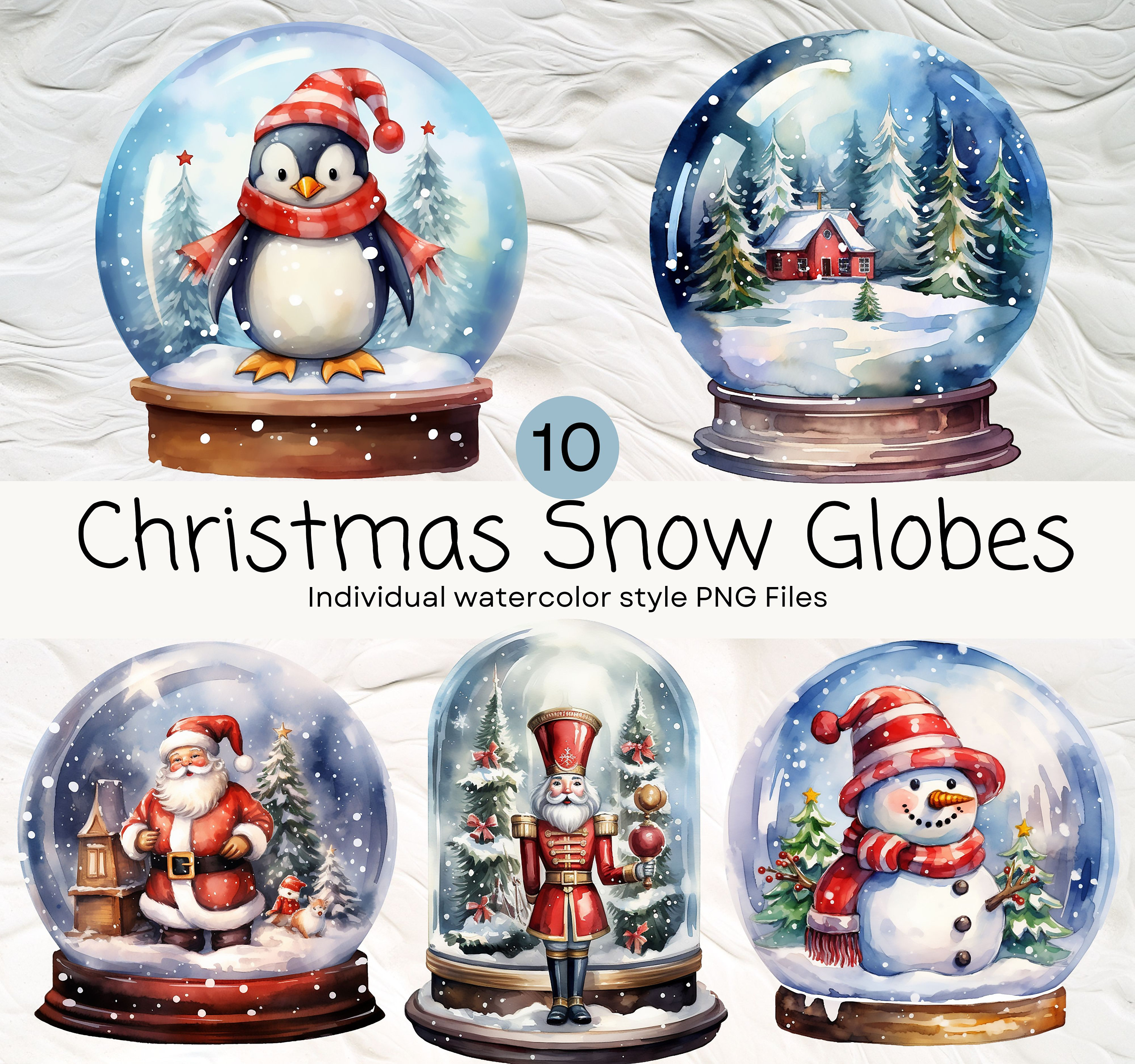 Christmas Snow Globe Watercolor Clipart, Snowy PNG for Commercial Use ...