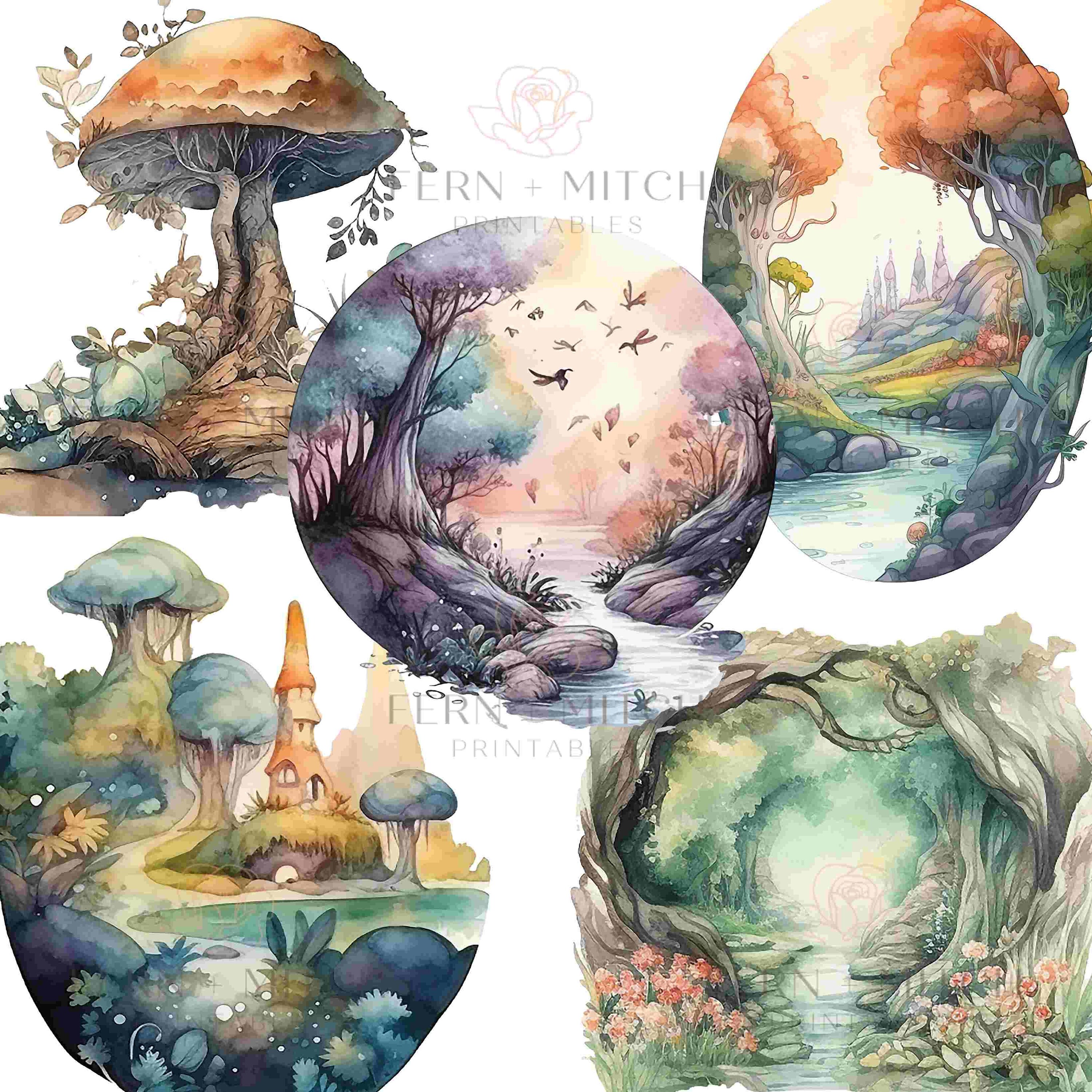 Enchanted Forest PNG Clipart Bundle for POD, Magical Fantasy Fairy ...
