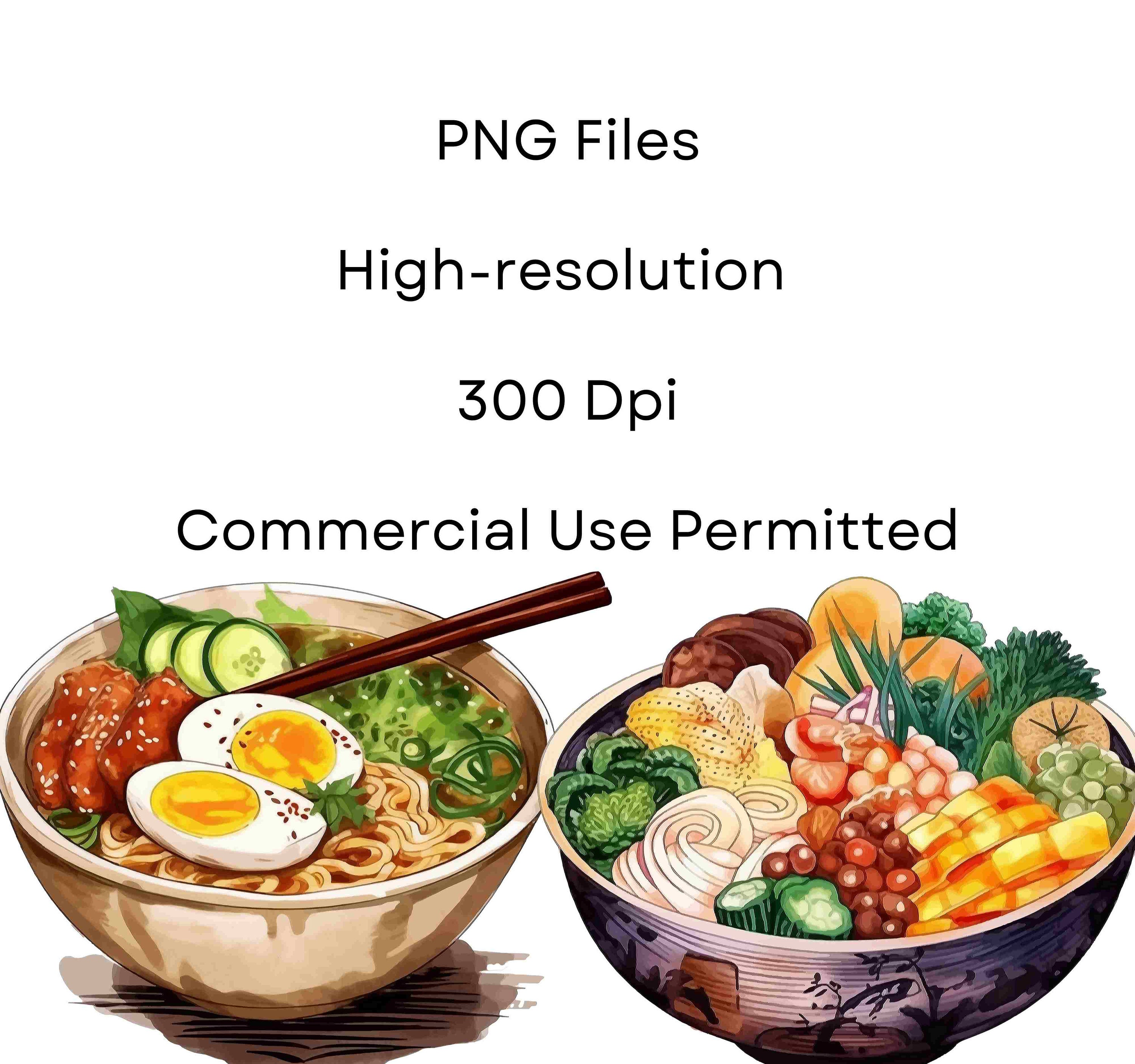 Watercolor Ramen Clipart, Asian Food PNG for Commercial Use & POD ...